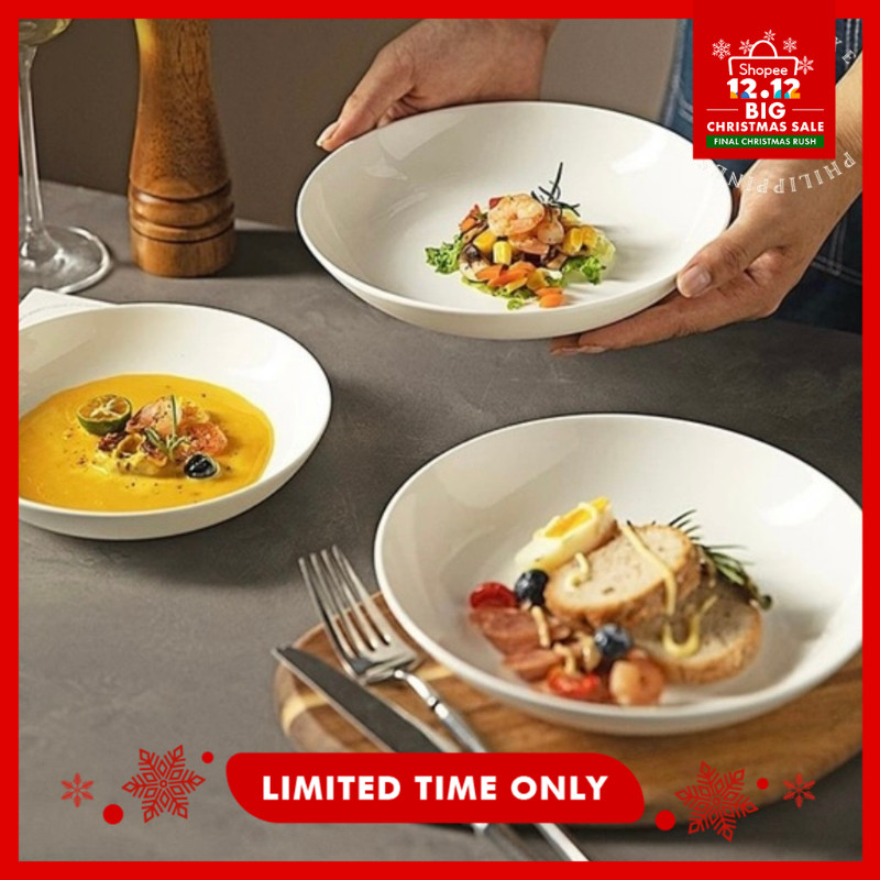KITkitchen 12 pcs set White Ceramic Plate Gift Set Plate Kitchen Party ...