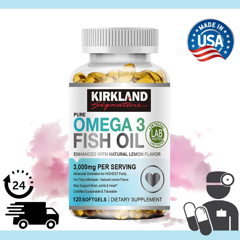 KIRK--LAND Triple Strength Pure Omega 3 Supplements 3000mg Fish Oil ...
