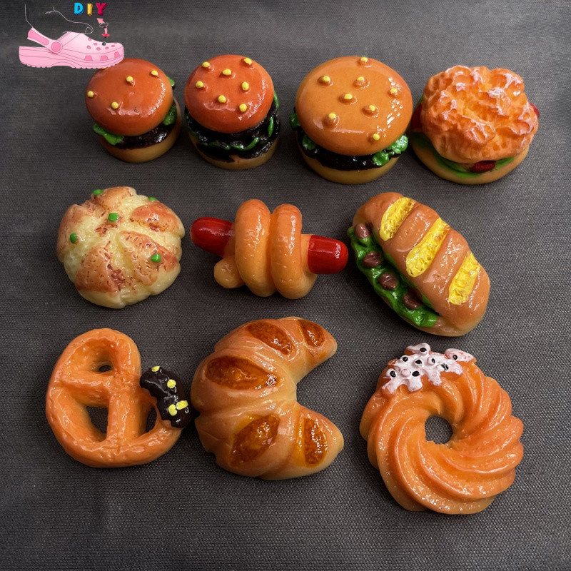 Simulation hamburger biscuit Shoe Design Buckle Shoe Decor Clogs Pin ...