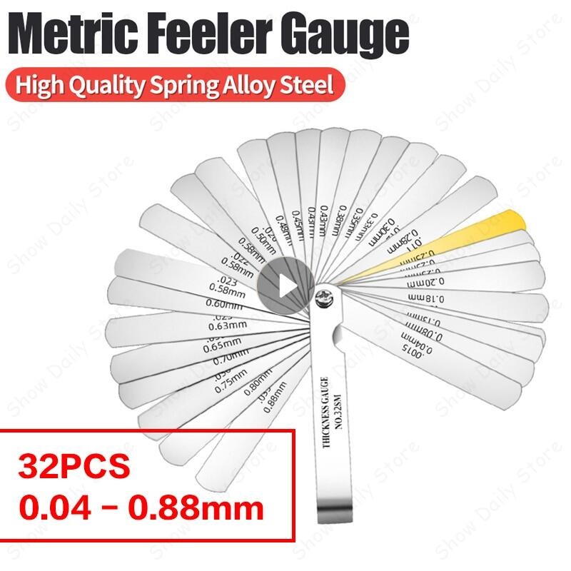 32PCS Feeler Gauge Metric Thickness Gauge Set Blade Gap Filler Tappet ...