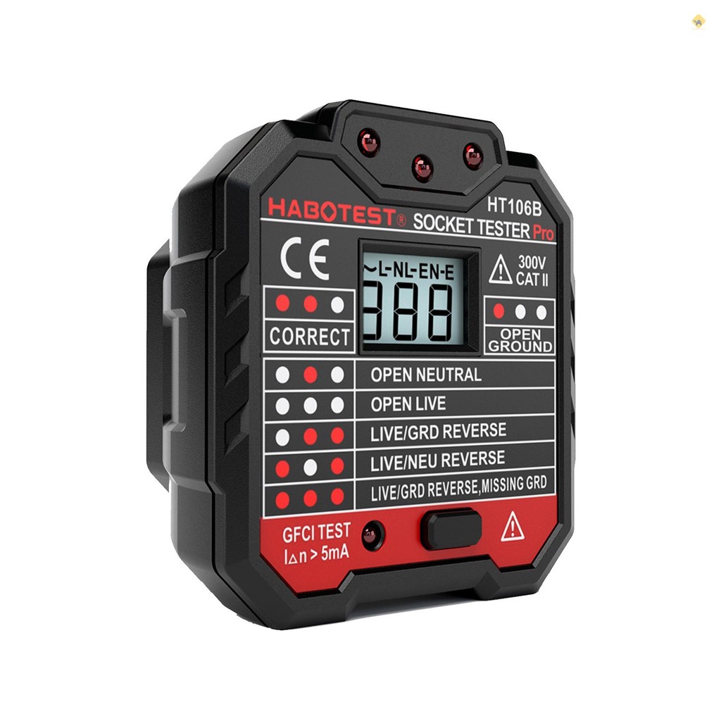 HABOTEST Advanced GFCI Electric Socket Tester Automatic Neutral Live ...