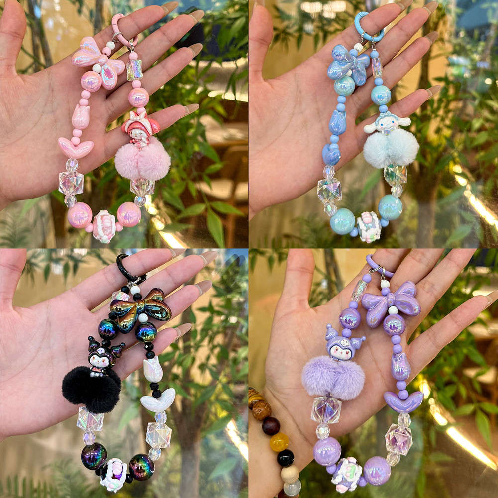 Cartoon Phone Cute Bracelet Keychain Office Gift Beaded Keychain ...