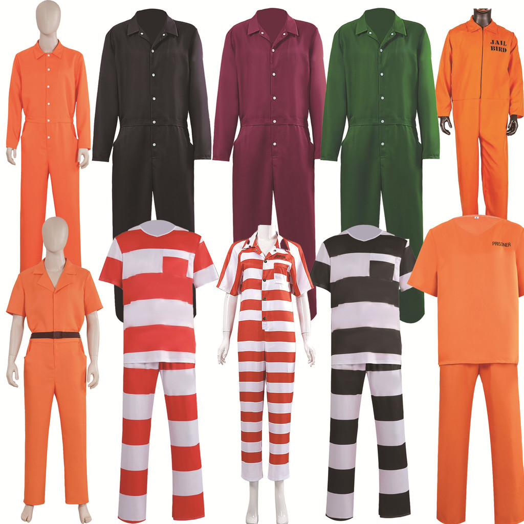 Halloween American Adult Men Women Performance Costume Prisoner Costume ...