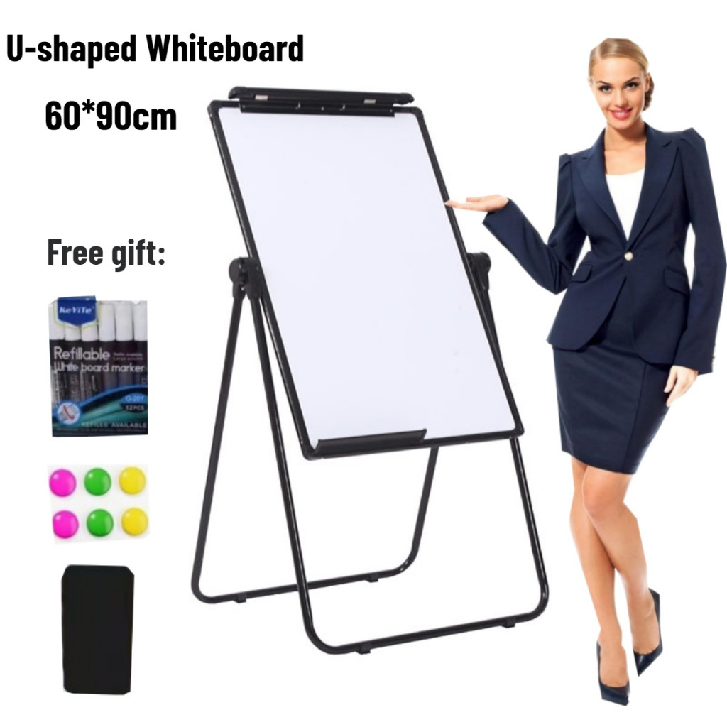 【Fast Delivery】60x90CM Magnetic Whiteboard 2 Sided with Stand Aluminum ...