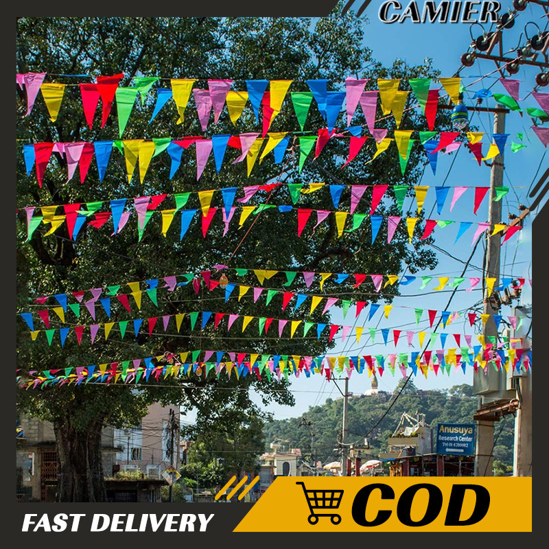 100 Meters 150pcs Triangle Flags Colorful Fiesta Flag Rainbow Pennant ...