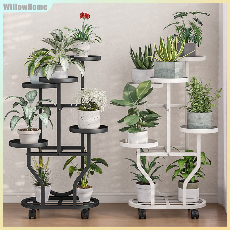 5/6/7 Tier Plant Stand With 4 Wheels,Metal Tall Plant Stands Corner ...