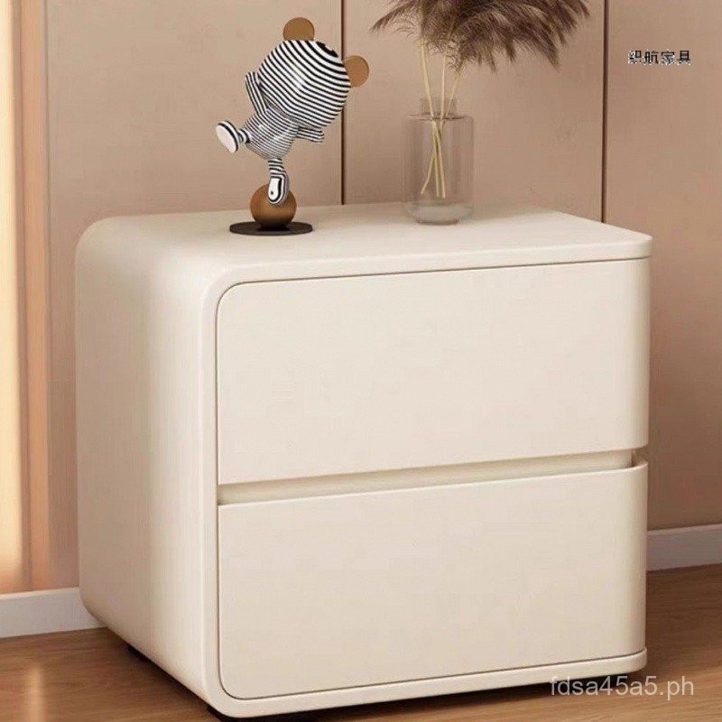 No-Installation Pine Cabinet Leather Solid Wood Modern Simple Cream ...