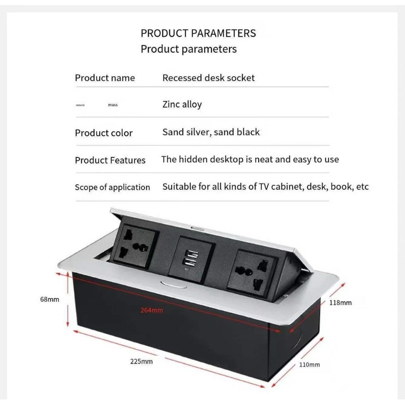 【Local store】 Table Pop Up Socket Dual USB Power Outlet Strip Hub ...