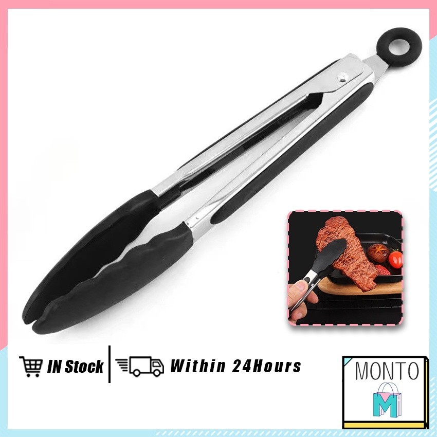 7in 9in 12in Silicone Food Tong For Non Stick Tongs BBQ Grill Steak ...