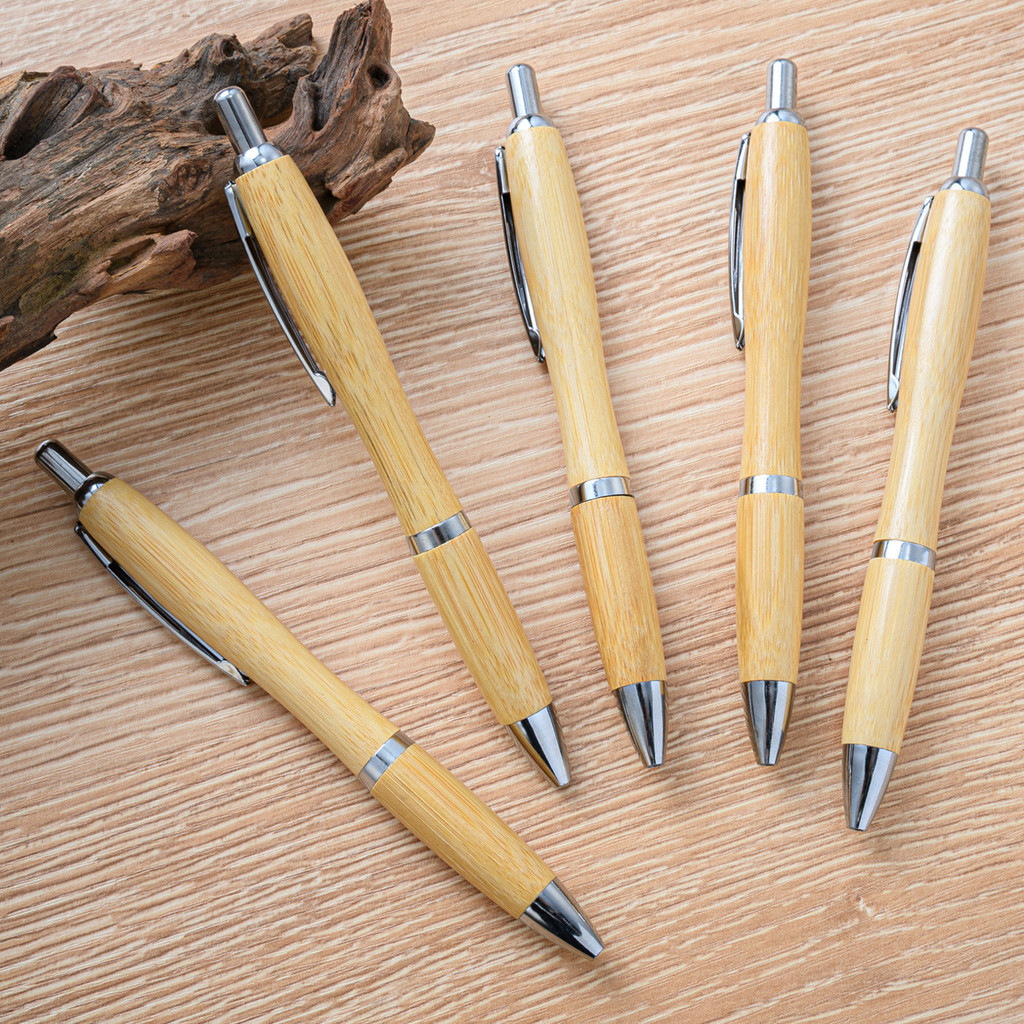 1Pc bamboo and wood ballpoint pen, black 1mm ballpoint pen, gift pen, signature pen, stationery ...