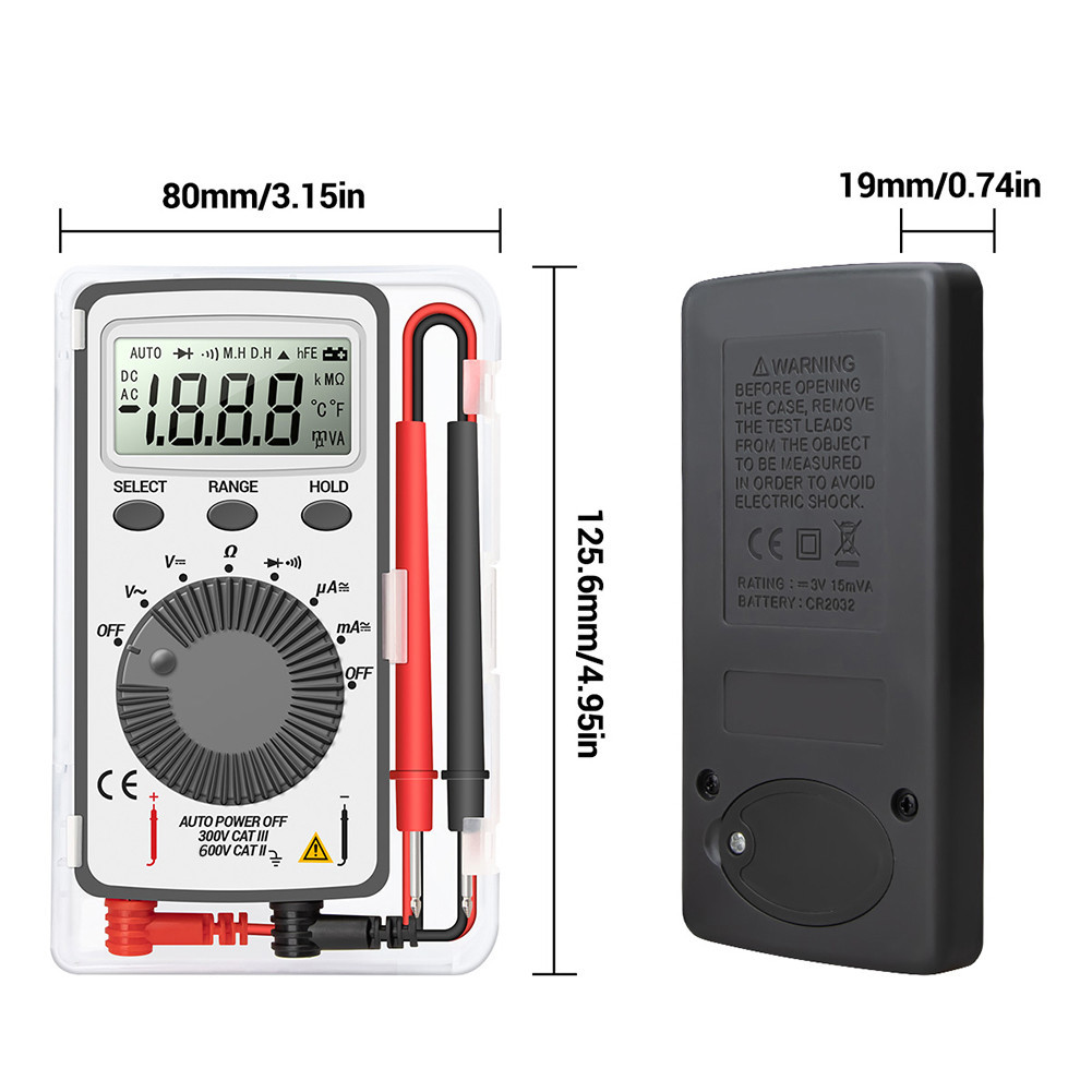 LCD Pocket Digital Multimeter AC/DC Automatic Portable Voltmeter ...
