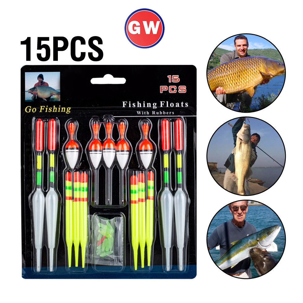 Fishing Float Set 15Pcs Professional Vertical Buoy Fishing Lure Floats ...