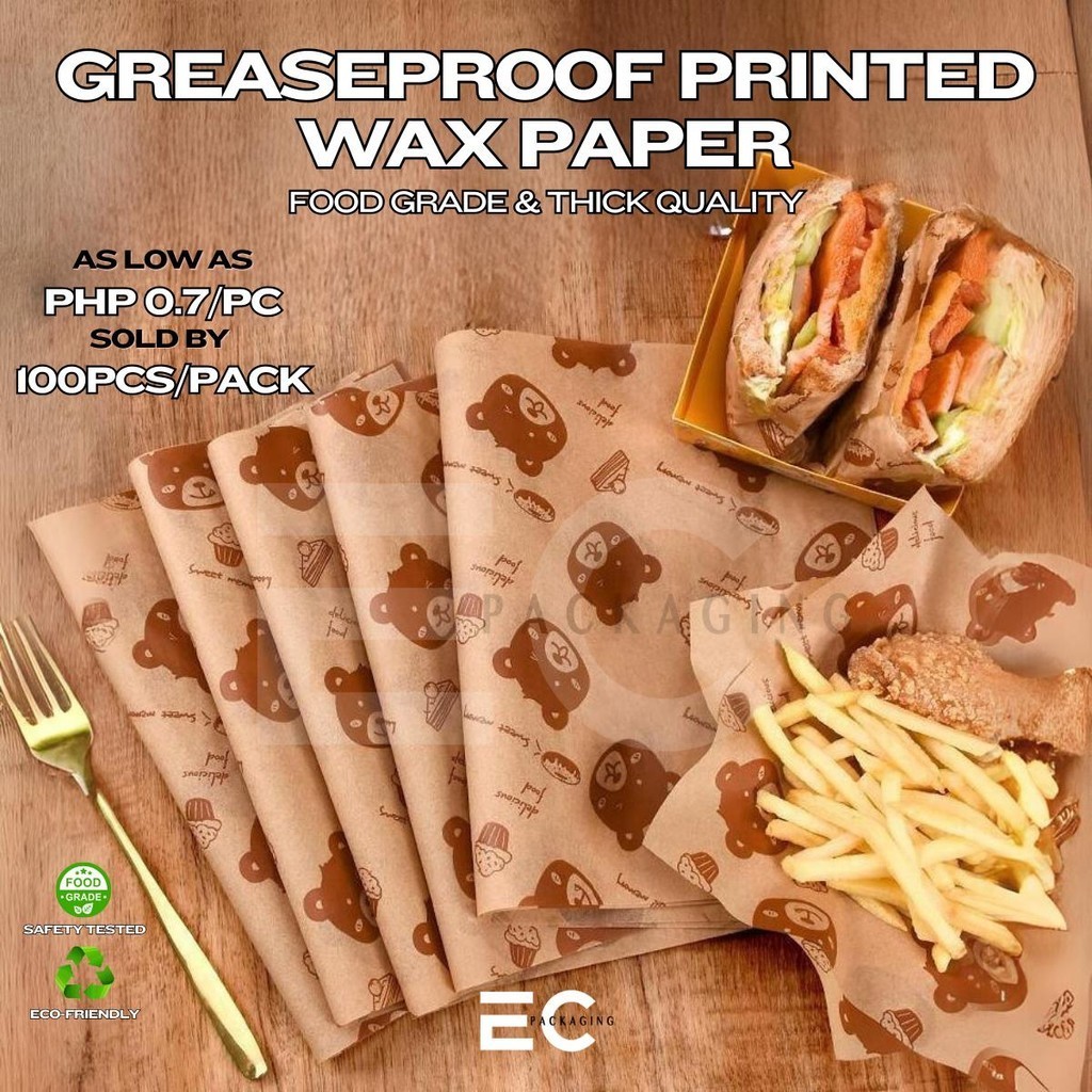 EC Cute Printed Grease Proof Paper Bento Cake Paper Food Wrapper Food ...