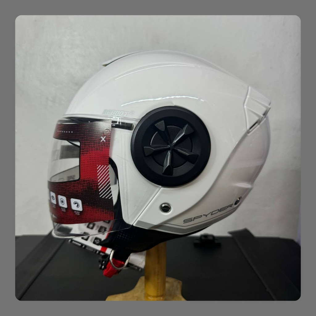 Spyder Reboot 2 1501 Flash red lens gloss white half face helmet ...