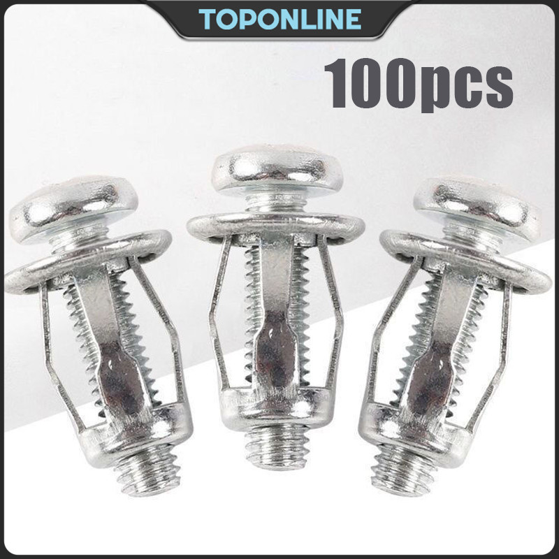 100pcs M4/M6 Metal Petal Nuts Screw Hollow Wall Jack Nuts Iron Skin ...