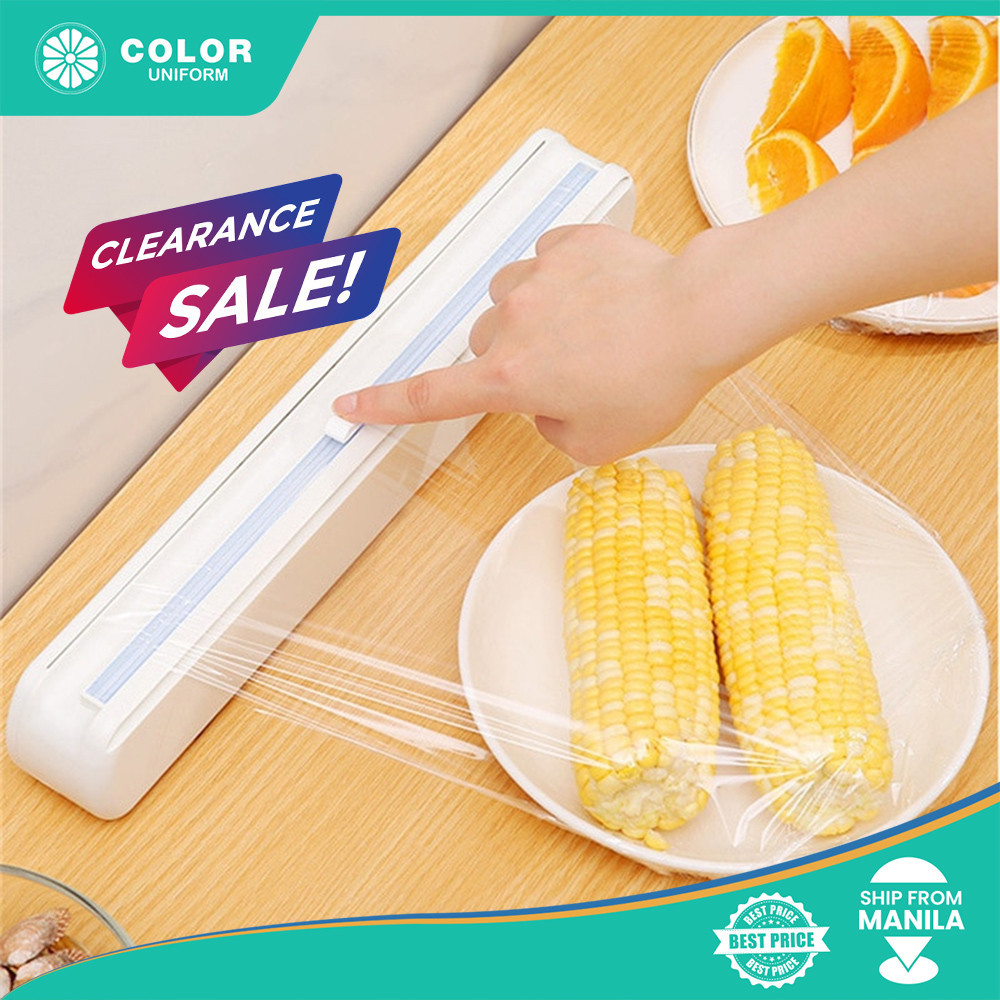 CLEARANCE SALE Cling Film Plastic Food Wrap Cutting Dispenser with ...