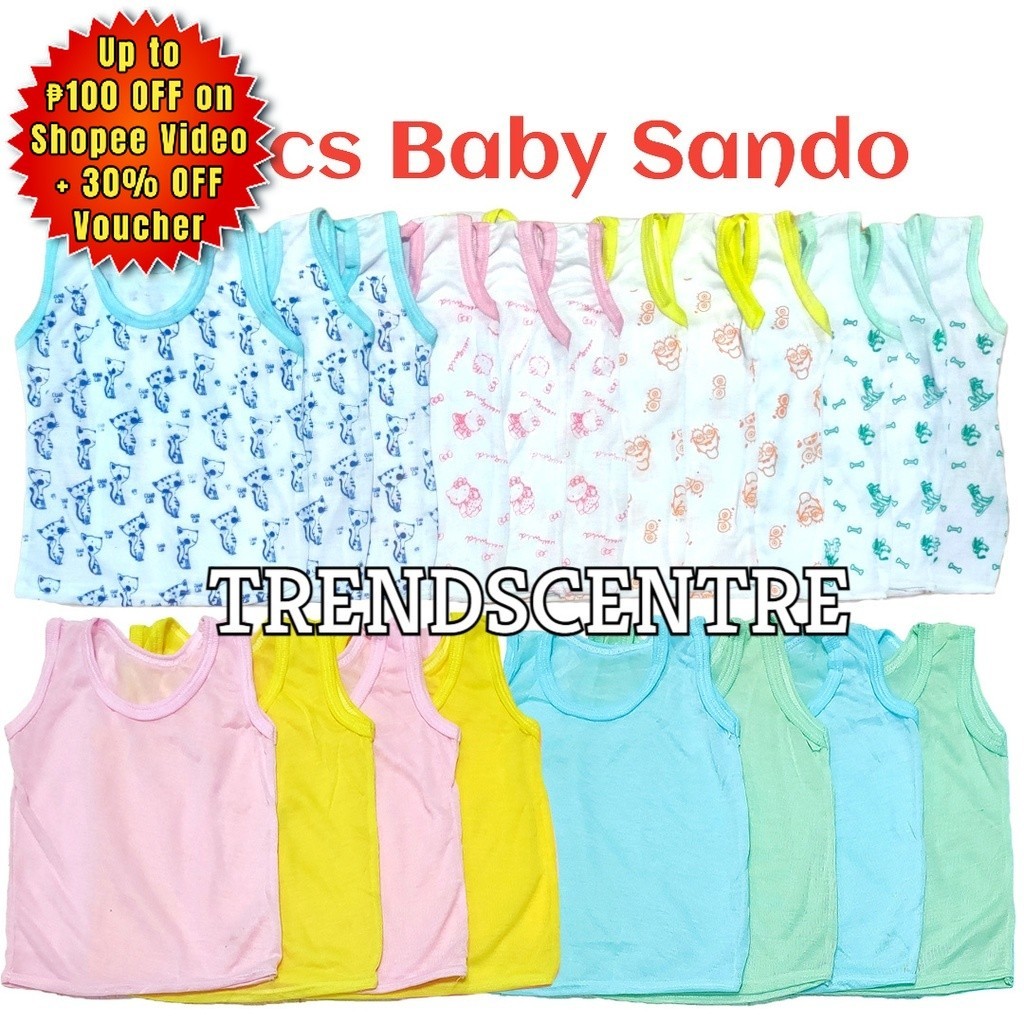 12pcs Affordable Baby Sando Printed Plain Colored for Newborn Sabrina ...