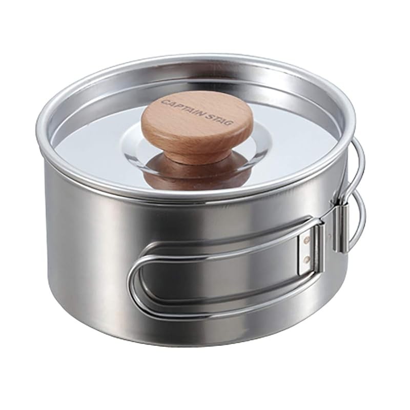 Captain Stag BBQ Pot Stainless Steel Single Handle Pot 12cm with Inner ...