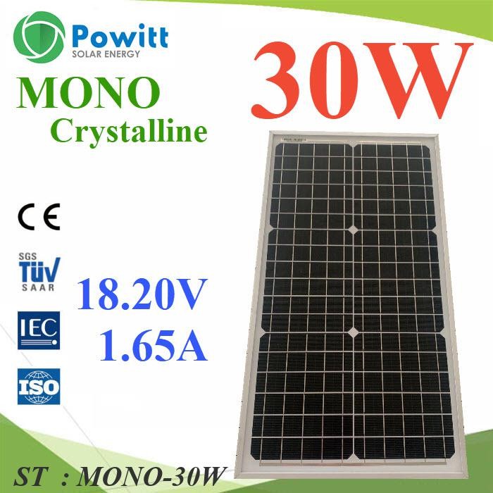 Powitt Solar Panel 30W MONO Crystalline PV Module 18V Aluminum Frame ...