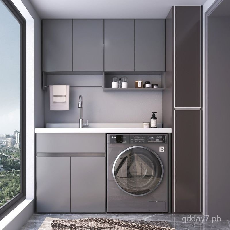 With Washboard Alumimum Washing Machine Cabinet Laundry Table Laundry ...