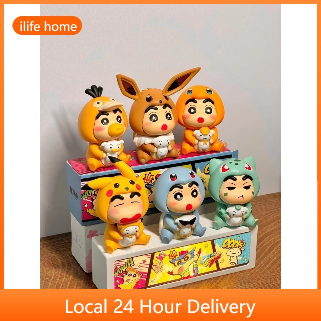 Shipping from Manila 6Pcs/Set Crayon Shin-chan Cosplay Pokemon Pikachu ...