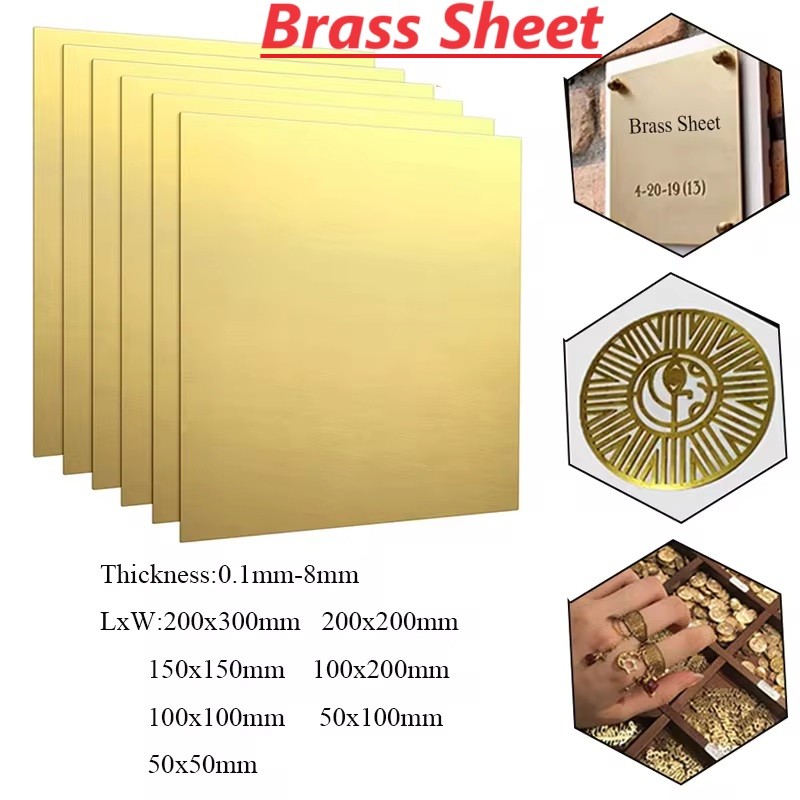 H62 Brass Sheet Brass Flat Thick 0.3/0.5/0.8mm Width 50-200mm Brass ...