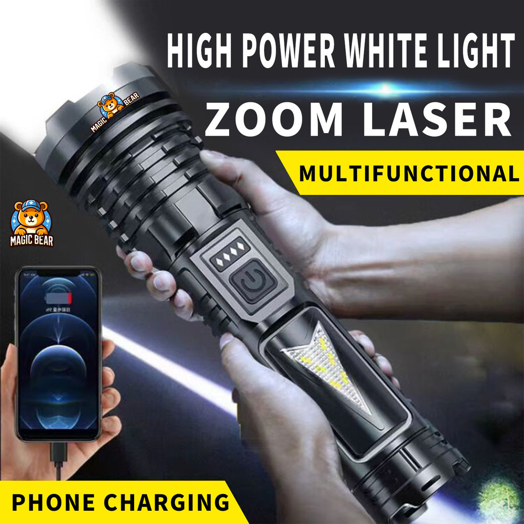 High Power Outdoor flashlight rechargeable waterproof Power display LED ...