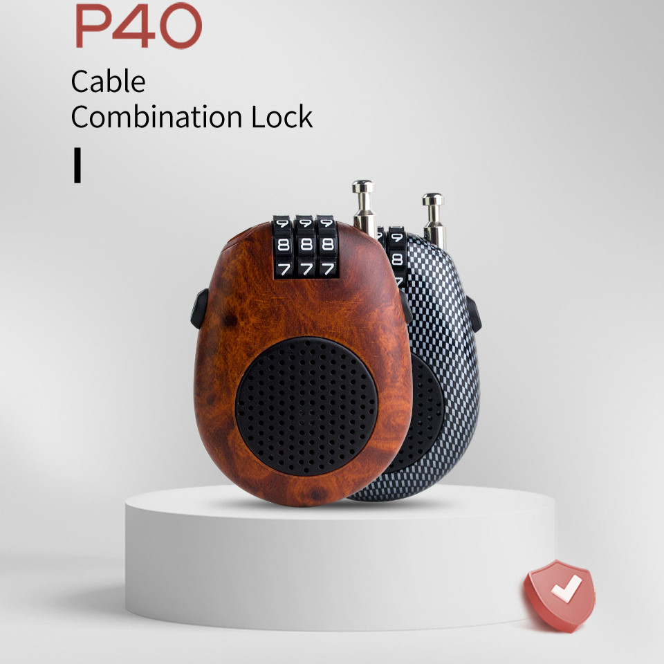 Helmet Wire Combination Lock Walnut Texture Retractable Anti-theft Lock ...