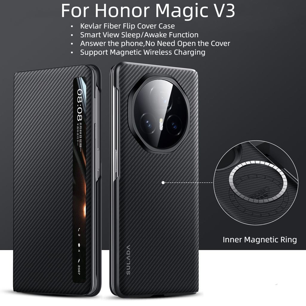 Luxury Sleep Function Kevlar Texture Magnetic Charging Flip Smart Case ...