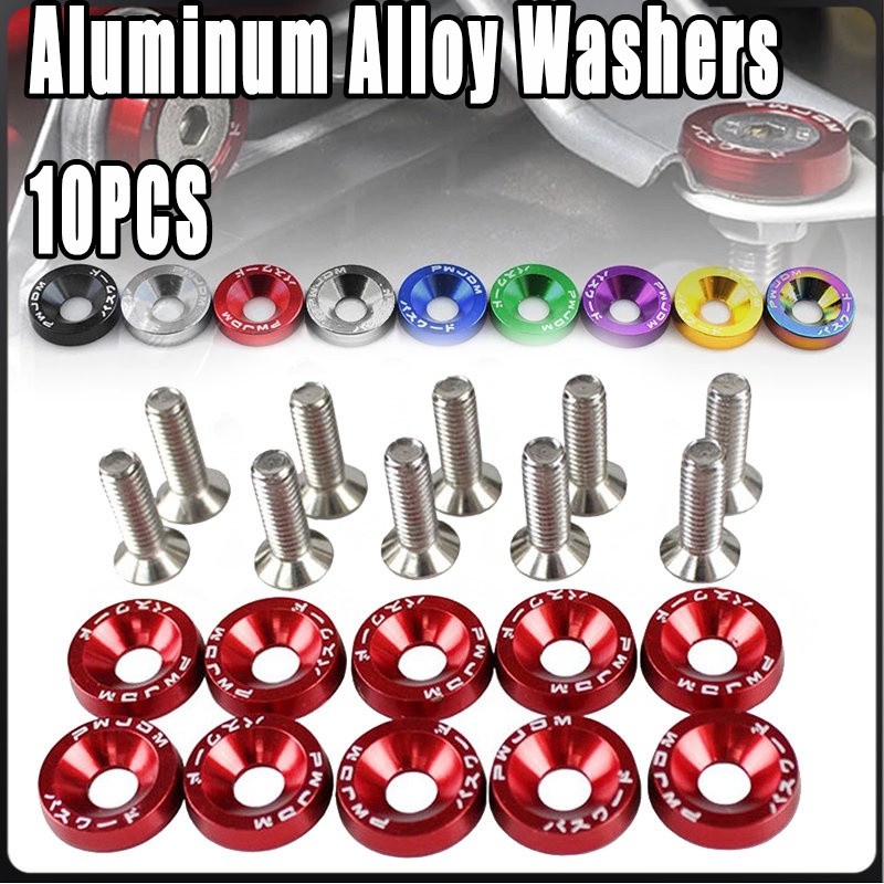 10pcs/Pack M6 JDM Style Fender Washers Aluminum AlloyWashers and Steel ...
