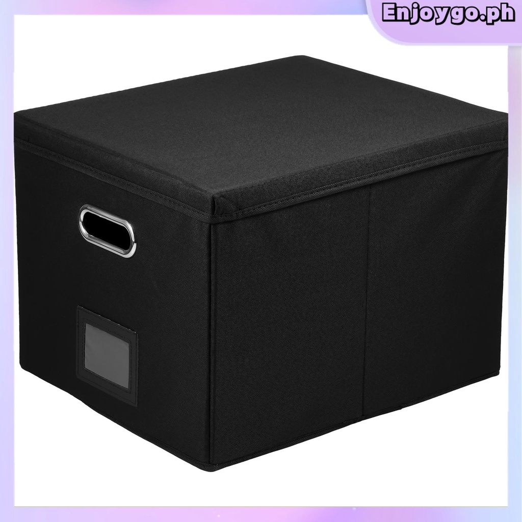 File Organizer Box with Lid Foldable Hanging File Filing Box Fabric ...