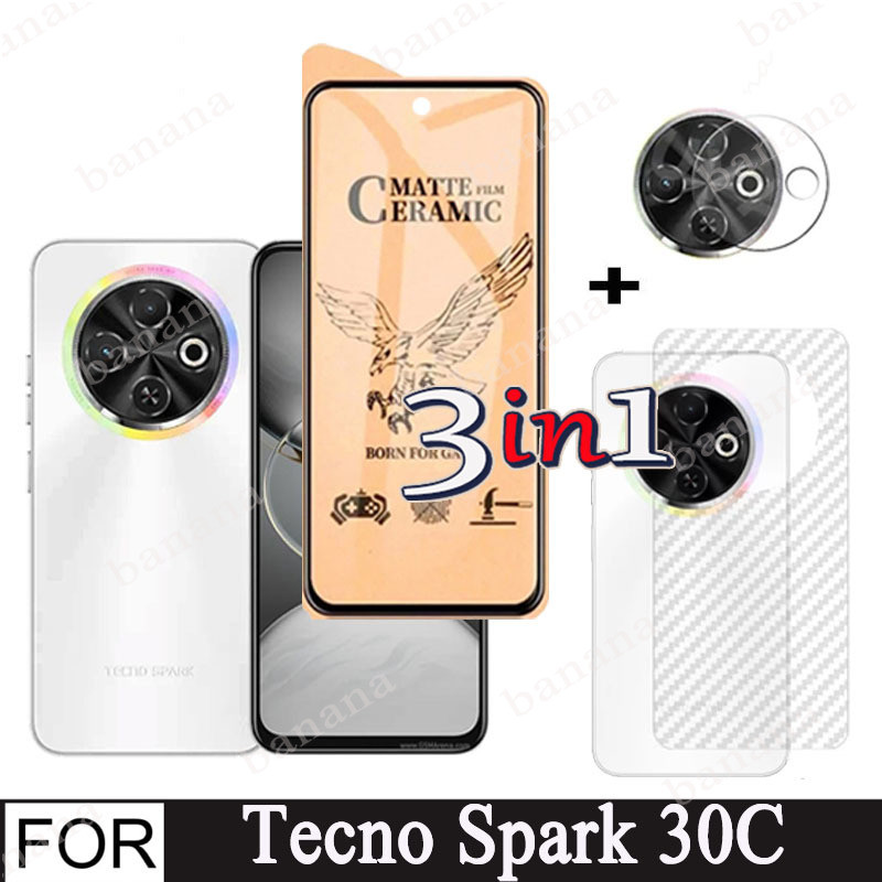 For Tecno Spark 30C 20C GO 1 2024 2025 3 in 1 Ceramic Tempered Glass ...