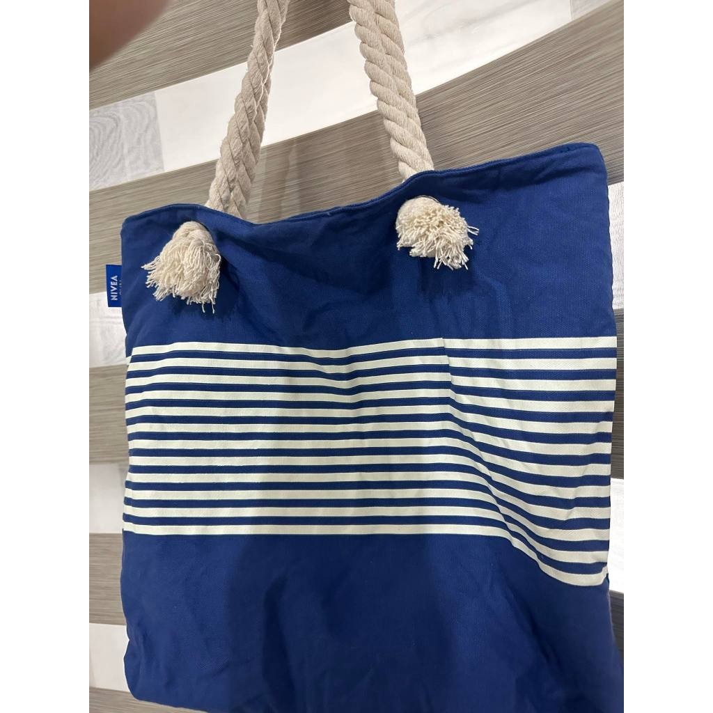 CLEARANCE SALE Lovely Blue Striped Tote Bag | Beach Bag | Beach Must ...