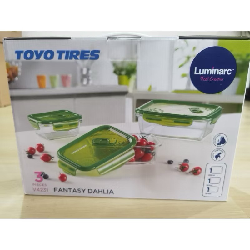 3pcs/Set Toyo Tires Luminarc Glass Container Set Food Vegetable Fresh ...