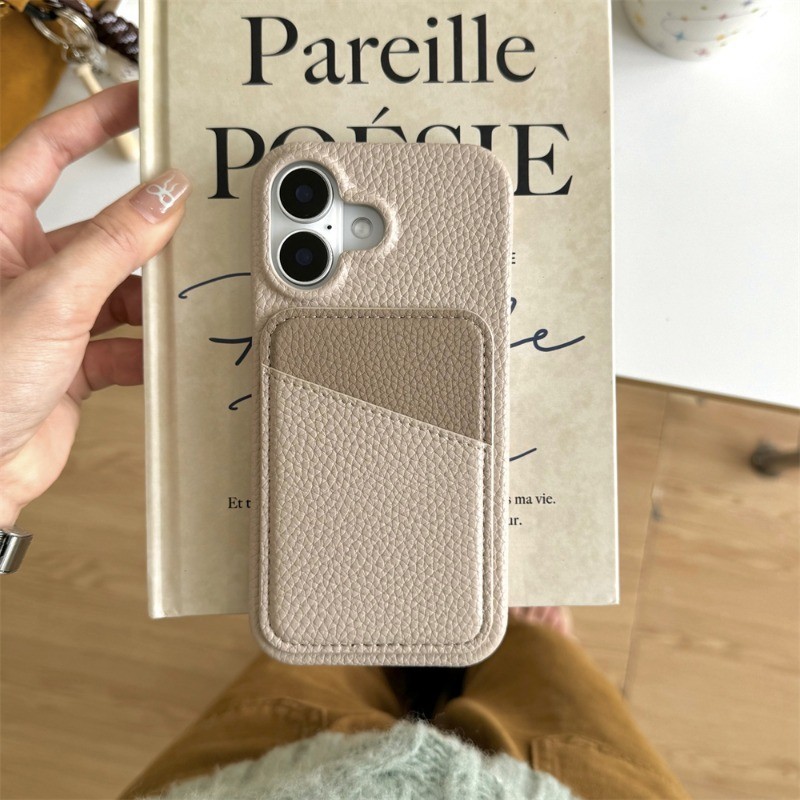 Simple Leather Card Slot Phone Case For IPhone 16 15 14 13 12 11 Pro ...