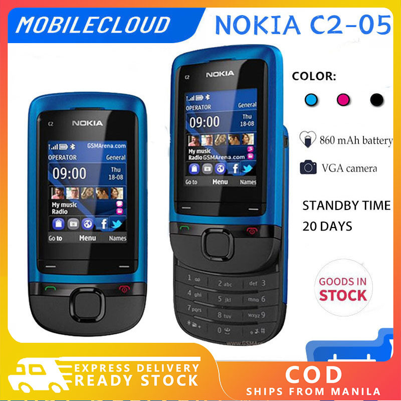 【Original Stock】NOK1A C2-05 Unlocked Mobile Handphone Slide Cell Phone ...