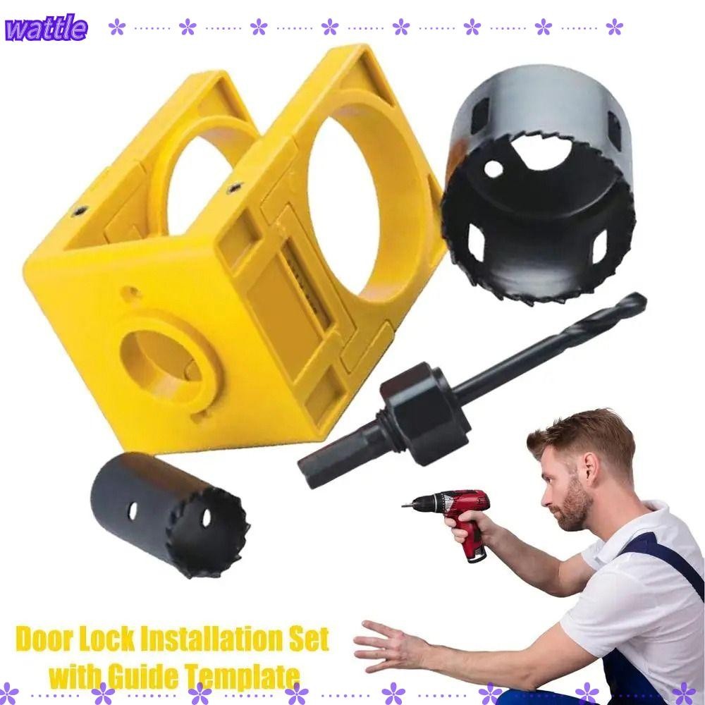 WATTLE 1Set Door Lock Installation Kit, With Guide Template Carbon ...