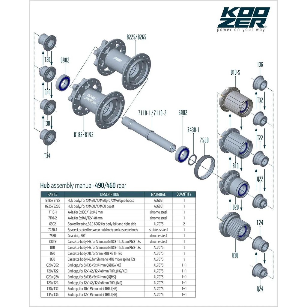 Koozer XM490pro HG Rear hub 28 32 36 Holes MTB Disc Brake Bicycle Hub ...
