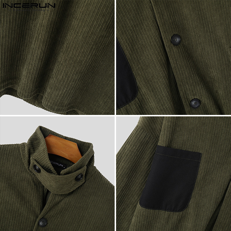 INCERUN Men Korean Casual Long Sleeve Solid Color Loose Fashion Jackets ...