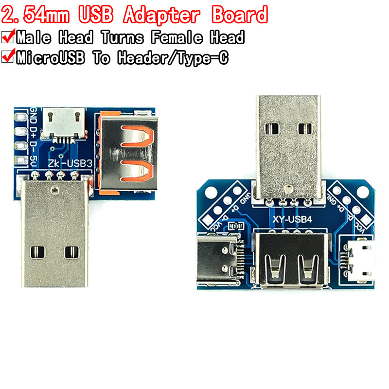 USB Head Switchboard Male USB Connector to Type-c Micro Female USB 2.54 ...