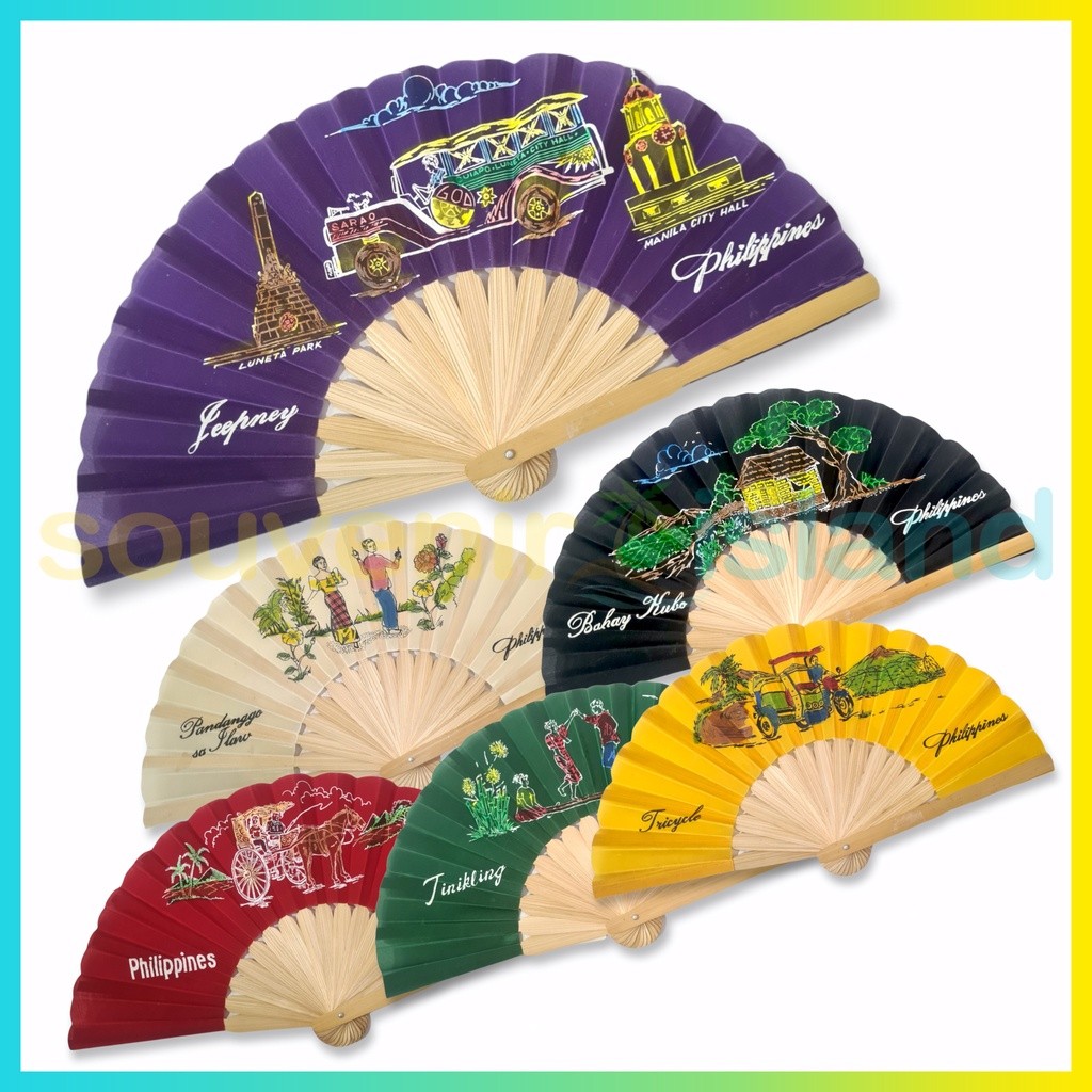 Bamboo Cloth Spanish Fan Handfan Bohol Boracay Philippine Souvenir ...