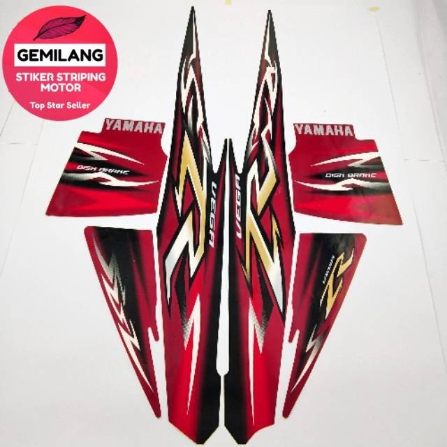 MERAH HITAM Striping Decal Polet Sticker Yamaha Vega zr 2009 red black ...