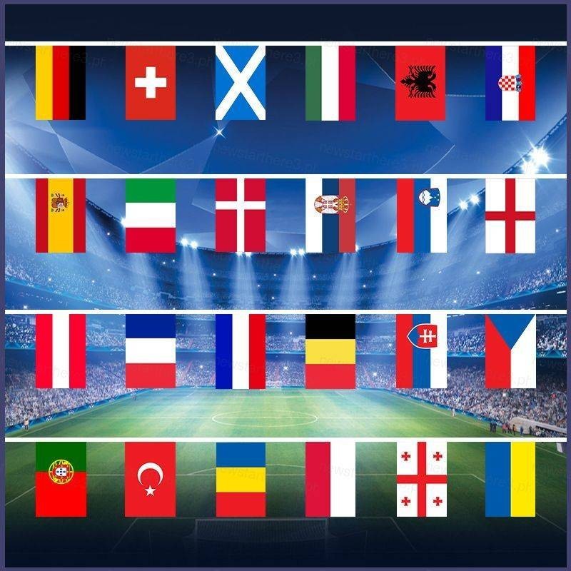 YE UEFA Euro 2024 Top 24 countries string flags football Portugal ...