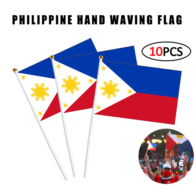 10pcs Philippine Flag 14x21cm Small Handy Polyester Hand Waving Flag ...