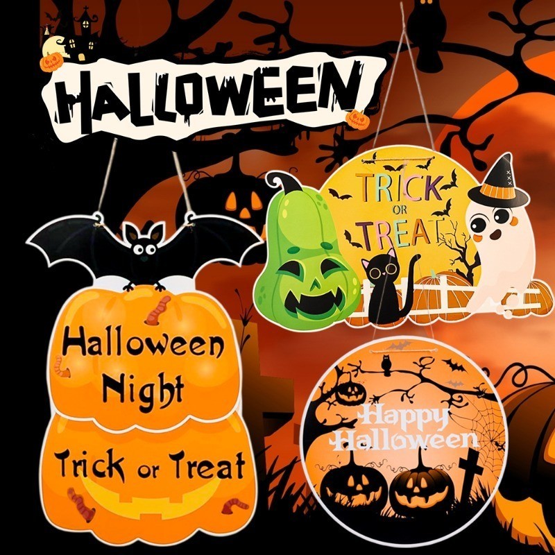 Horror Theme Ghost Pumpkin Bat Hanging Scene Layout Halloween Party ...