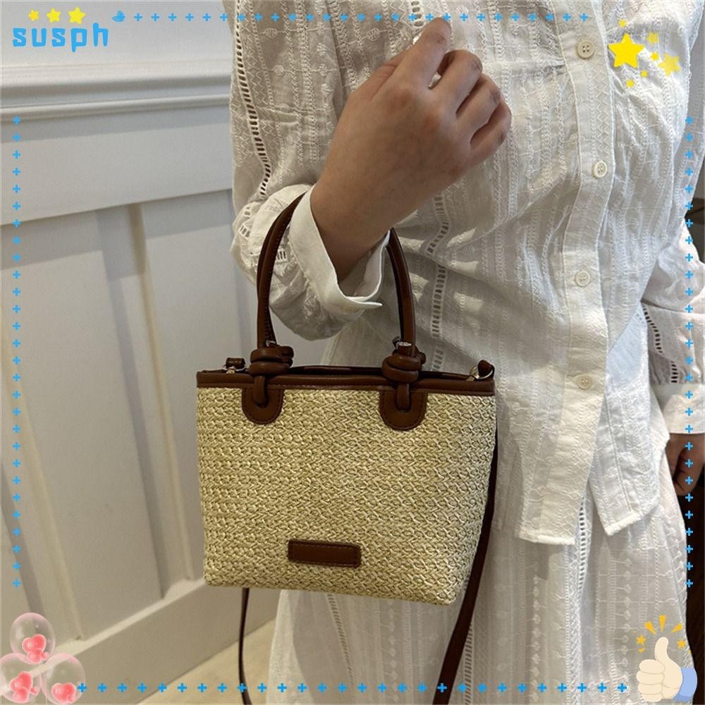 SUSPH Shoulder Bags, Rattan Handmade Braid Straw Bag, Fashion Woven ...