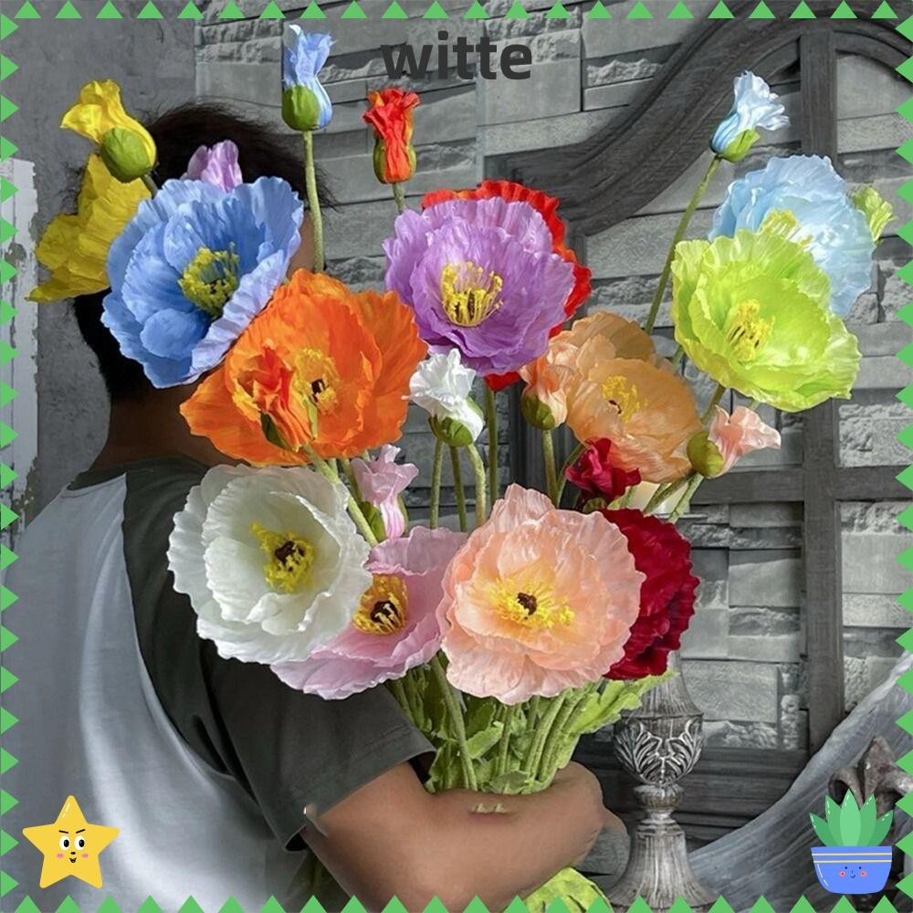 WITTEE Giant Simulation Poppy Flower, Silk+Plastic Window Display ...