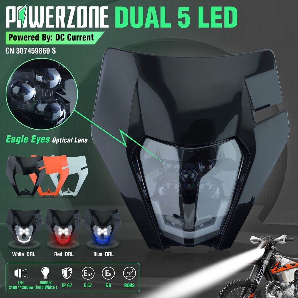 RQPowerZone Motorcycle Headlight Headlamp Head Light Supermoto Fairing ...