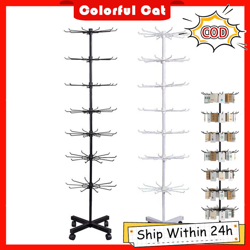 7-Layer Rotating Jewelry Rack Organizer Rotating Floor Stand Adjustable ...