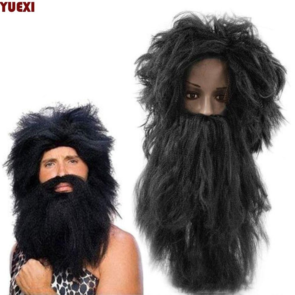 YUEXI 2Pcs/Set Wigs and Beard Set, Savage Cosplay Halloween Aboriginal ...
